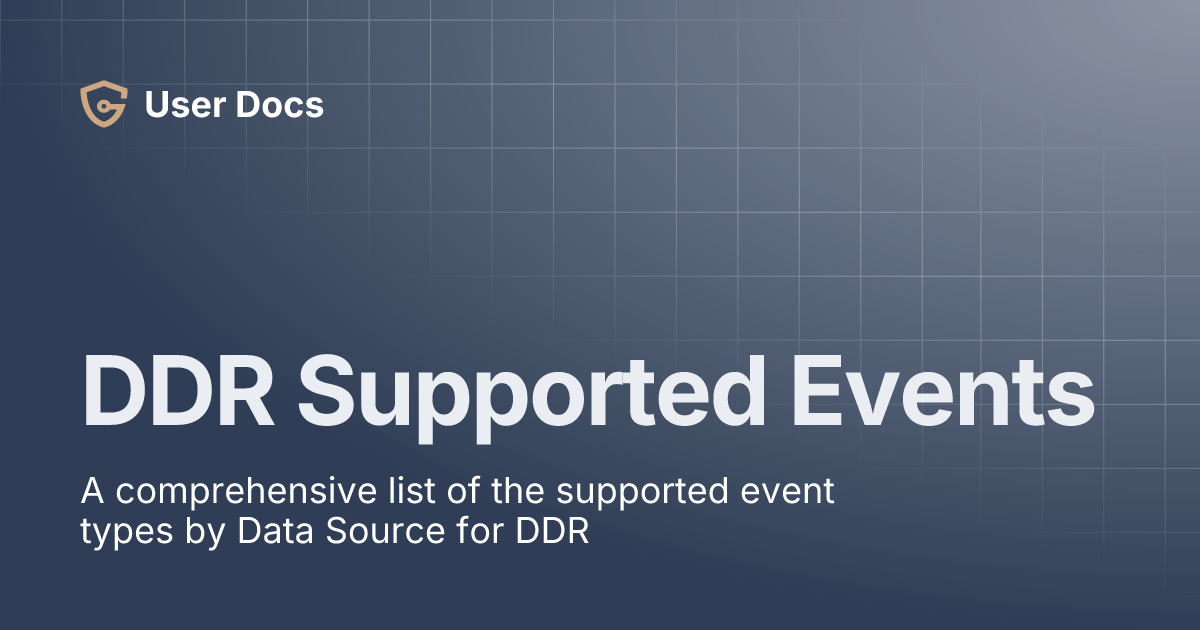 DDR Supported Events | User Docs